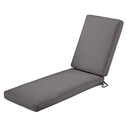 Classic Accessories Montlake Water-Resistant 74 x 23 x 3 Inch Outdoor Chaise Lounge Cushion, Patio Furniture Cushion, Light Charcoal, Outdoor Seat Cushions