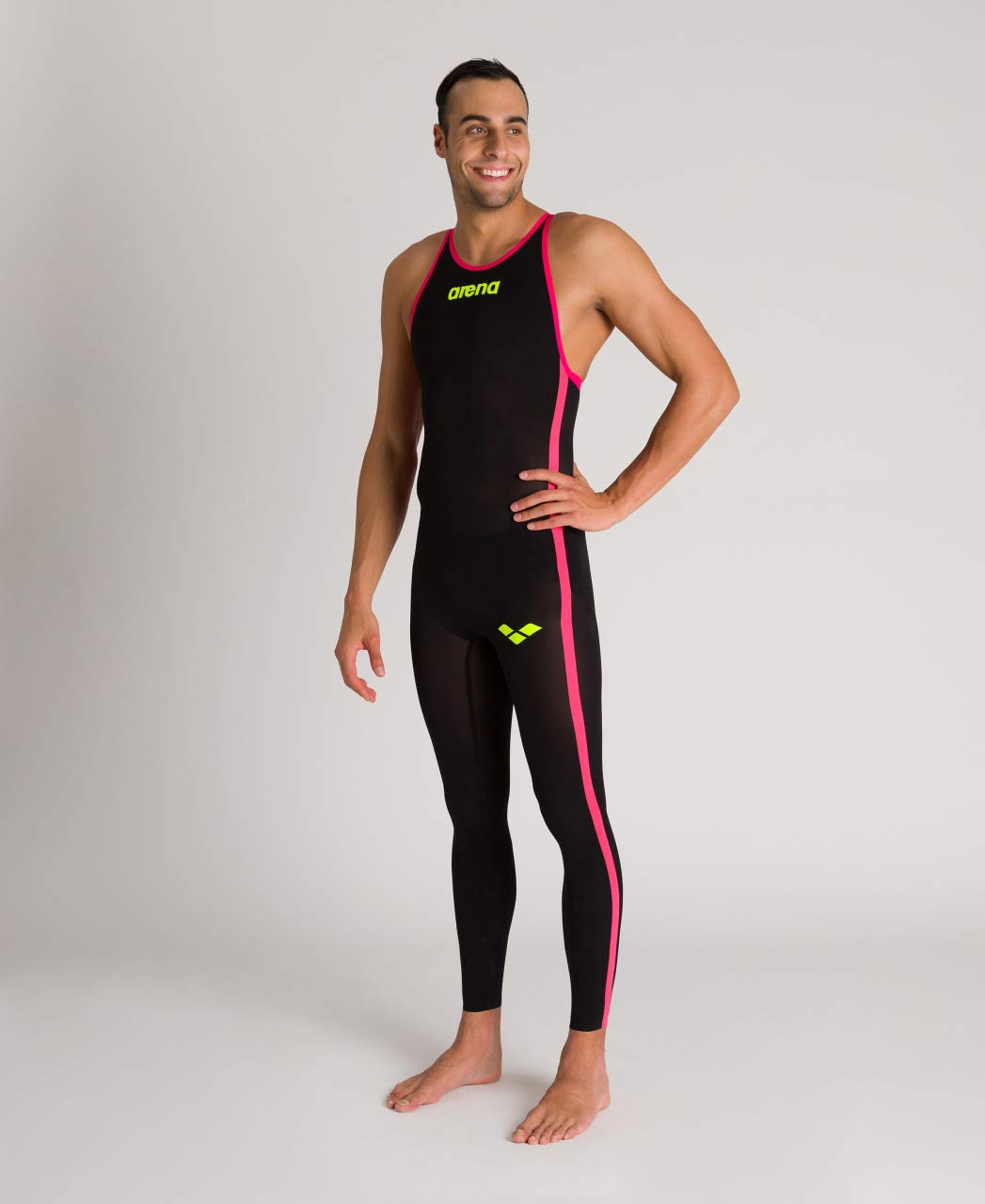 arena Powerskin R-Evo+ Open Water Closed Back Men's Racing Swimsuit, Black / Fluo Yellow, 28