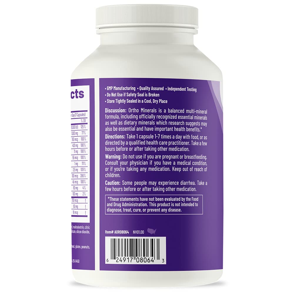 AOR, Ortho Minerals, Premium essential minerals + D3, Dietary Supplement, 210 Servings (210 Capsules).