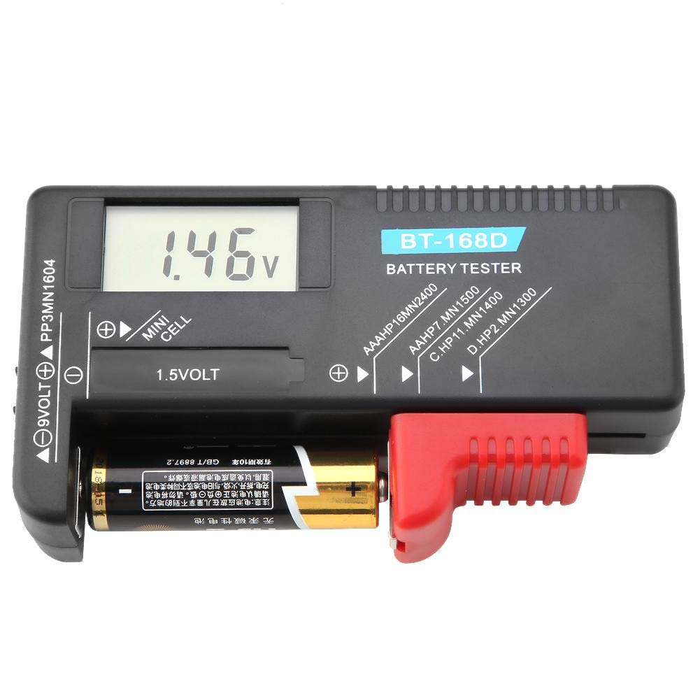 AA/AAA/C/D/9V/1.5V Battery Tester,BT-168D Button Cell Universal Digital LCD Battery Voltage Tester to Test All Different Kinds of Batteries to Test The Capacity of Battery