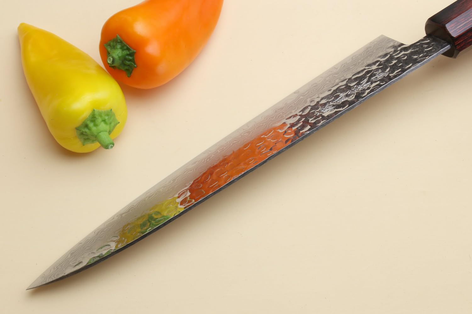 Yoshihiro VG10 46 Layers Hammered Damascus Gyuto Japanese Chefs Knife (Octagonal Shitan Rosewood Handle) (9.5" (240mm)