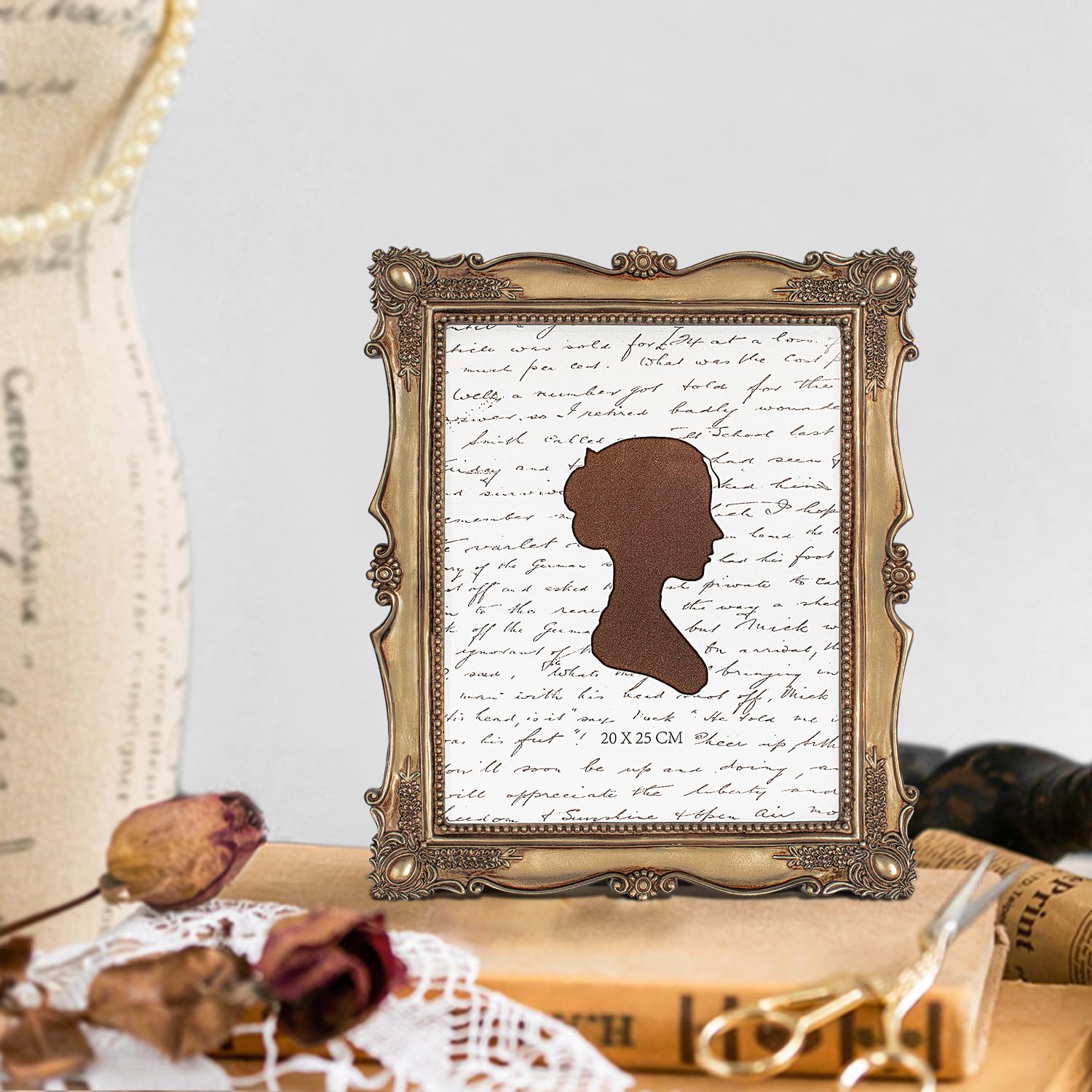 AELS 8x10 Inch Vintage Picture Frame, Elegant Antique Photo Frames with Glass Front, Photo Display, Tabletop Wall Hanging, Gift Ideas, Retro Gold
