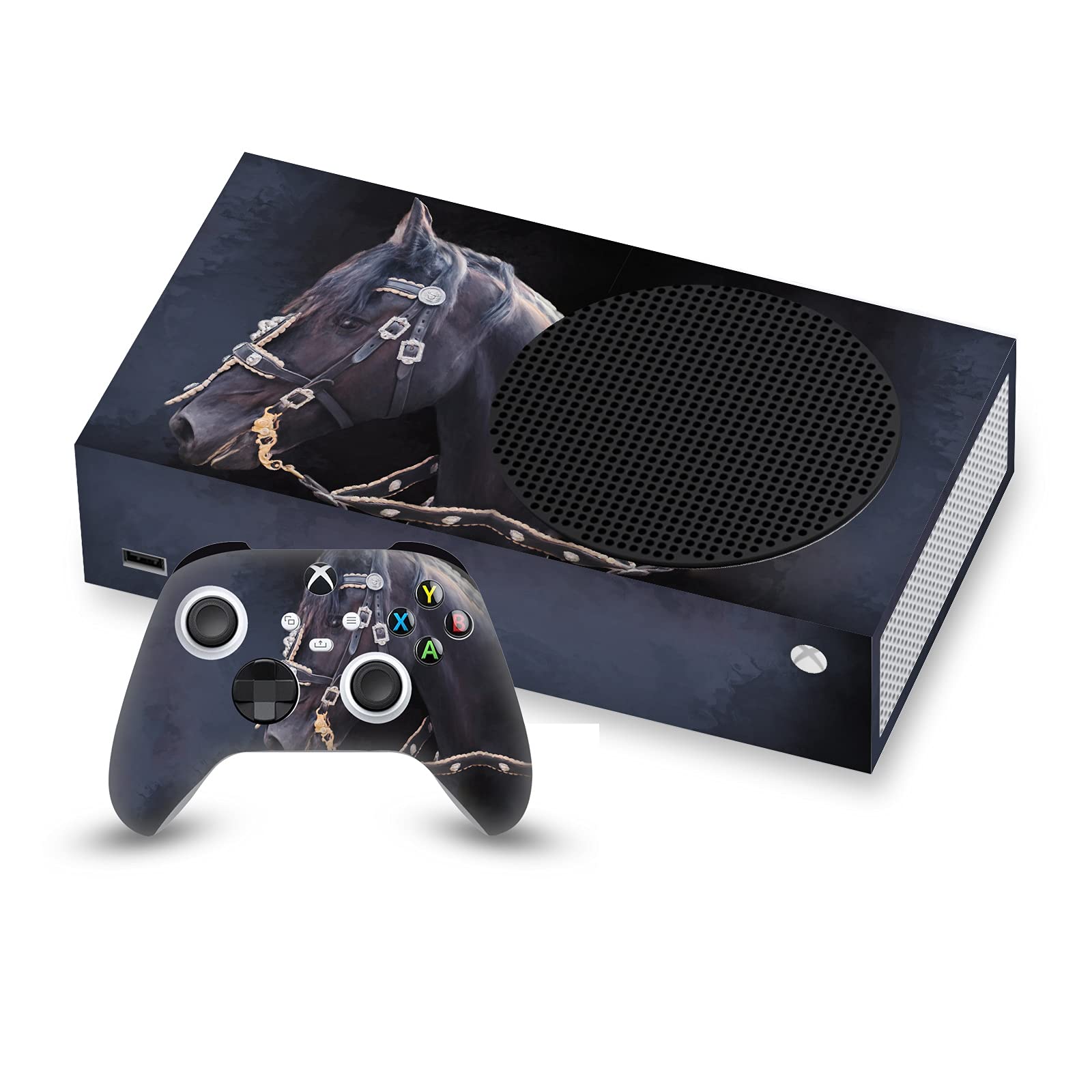 Head Case Designs Officially Licensed Simone Gatterwe Friesian Horse Art Mix Vinyl Sticker Gaming Skin Decal Cover Compatible With Xbox Series S Console and Controller Bundle