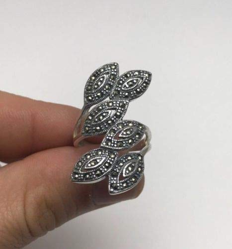 argunjewellery Turkish Jewelry Leaves Cool Marcasite 925K Sterling Silver Women's Ring