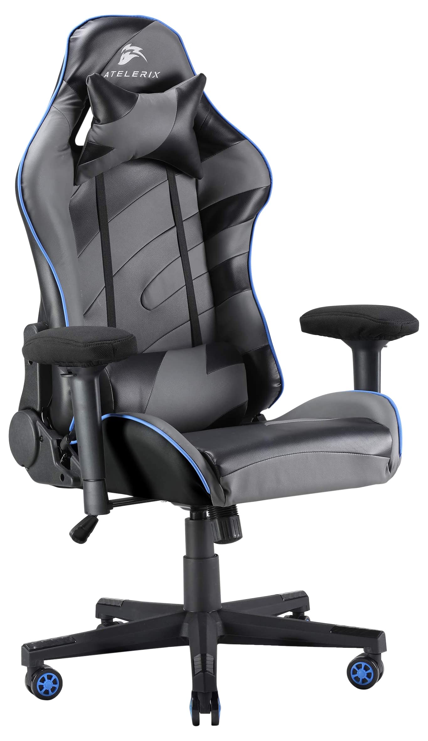Atelerix Ventris Gaming Chair - PU Leather, Fabric, & Extra Wide Options - Office or Computer - Tilting & Ergonomic Adjustable Swivel Game Chair w/ 4D Covered Armrests, Headrest & Lumbar Support