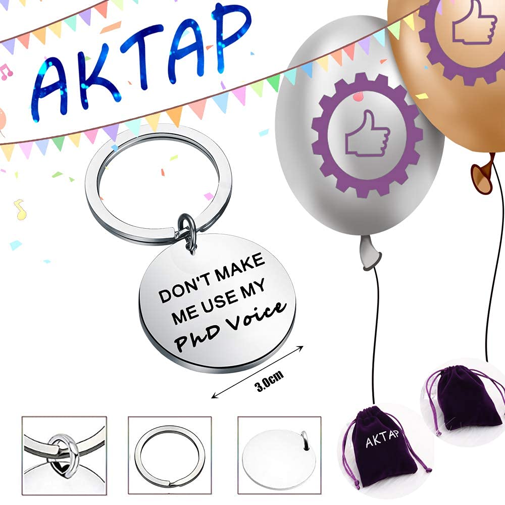 AKTAP Funny PHD Graduation Gift Doctorate Student Graduate Keychain Don’t Make Use Me Phd Voice Learned Scholar Graduate Gift (PHD Keychain)