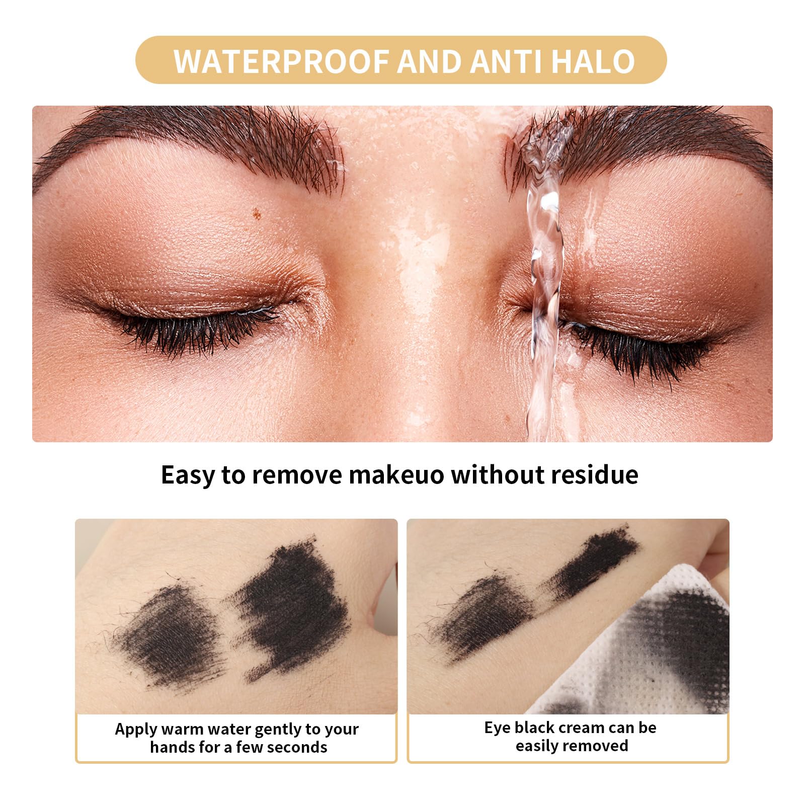 AKARY Mascara Waterproof & Smudge-Proof - 2-1 Long-Lasting Mascara Black Volumizing and Lengthening for Eye Makeup, Liquid Lash Extensions Mascara for a Full Fan Effect, No Clumping, Curling Eyelashes, Vegan & Cruelty-Free, 02 Brown