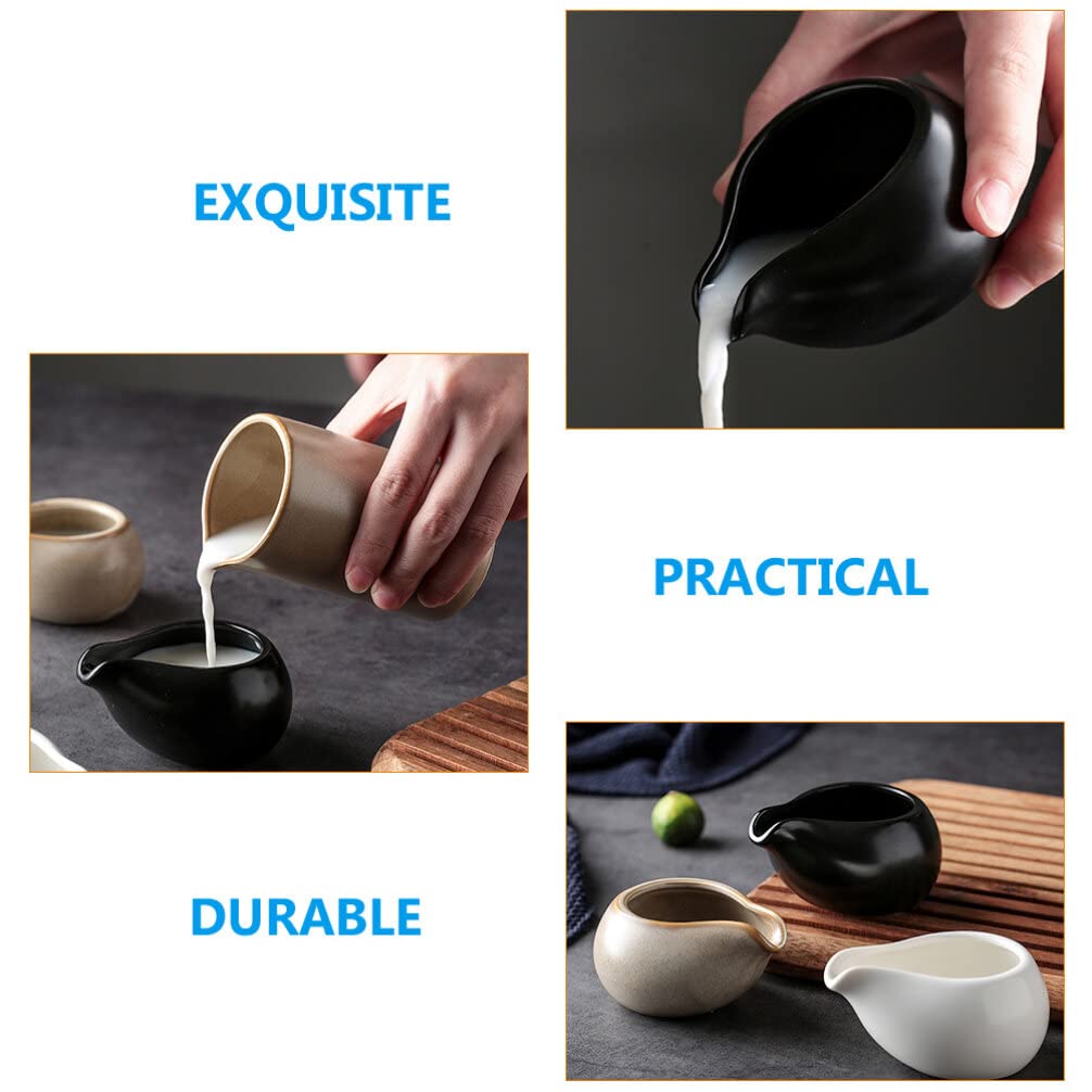 Angoily Mini Creamer Pitcher Mini Creamer Pitcher Sauce Pitcher Gravy Boat Small Milk Kettle With Dripless Lip Spout For Gravy, Warming Sauces, Salad Dressings, Milk