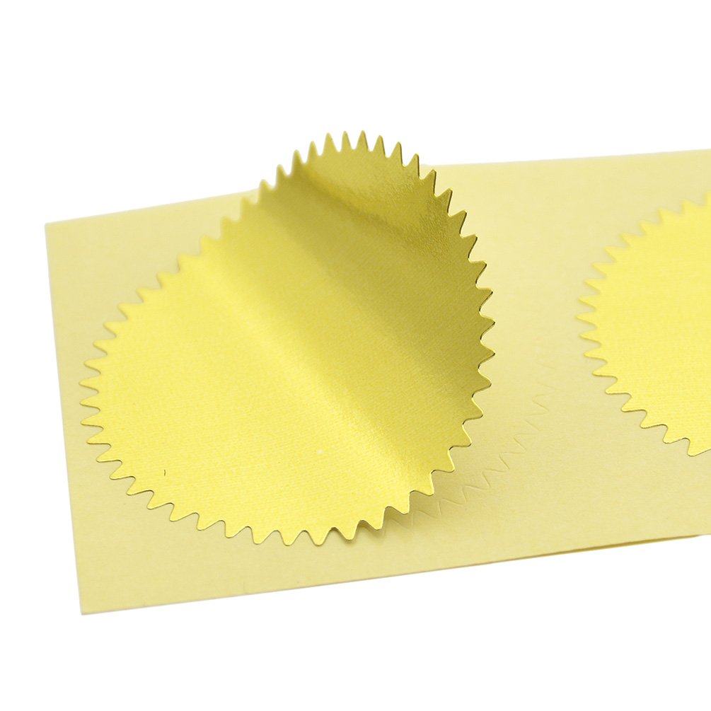 Metallic Gold Foil Embossing Seals Sticker Blank Certificate Seal Stamps 100 Pcs