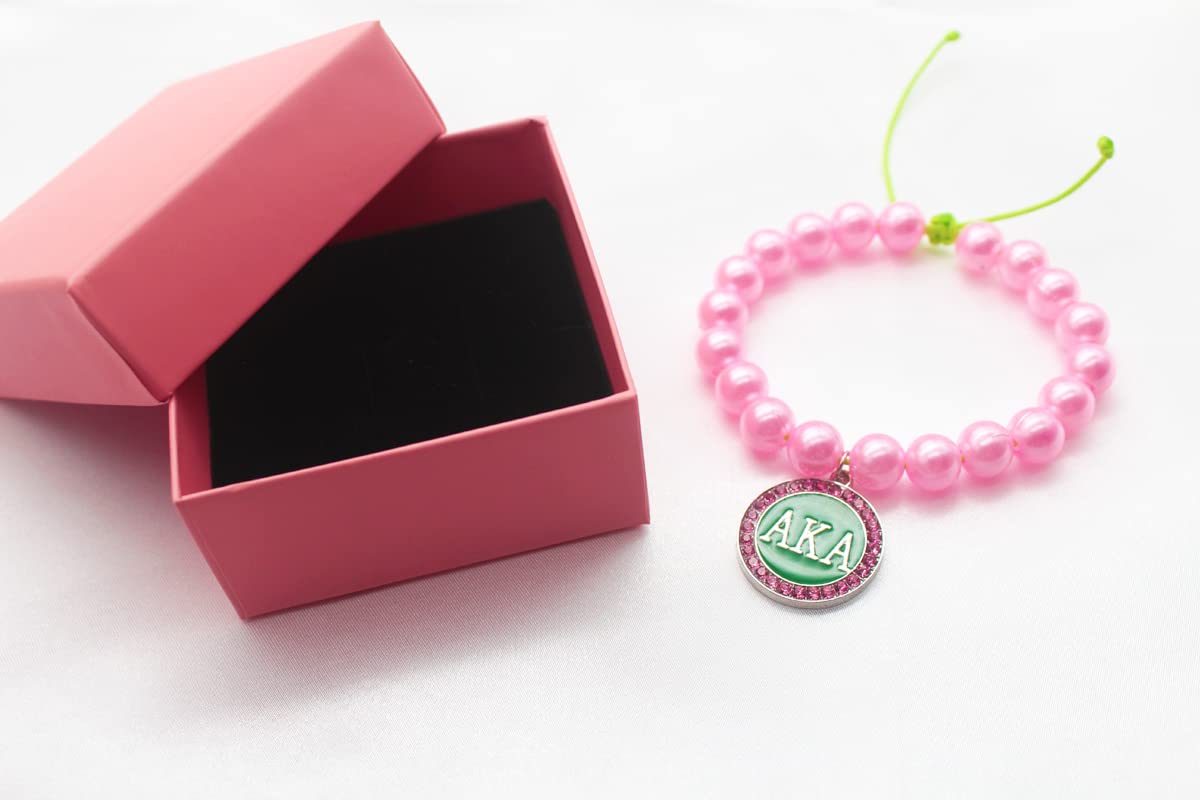 Akash Aka Bracelet For Women Girls Sorority Gift Pearl Bracelets In Pink Gift Box One Size