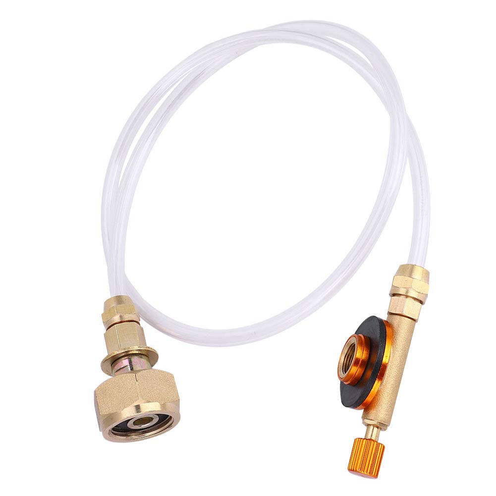 Alomejor Outdoor Camping Furnace Fittings Flat Gas Joint Liquefied Gas Cylinder Inflation Valve with Catheter Picnic Stove Head Gas Converter Refill Adapter