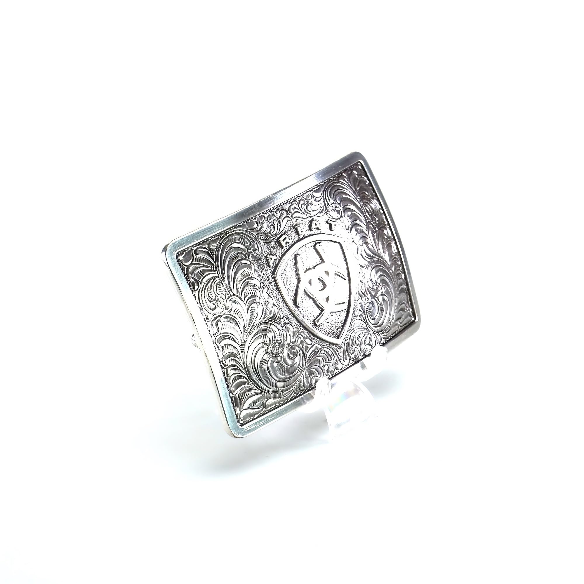 Ariat Men's Rectangle Filagree Shield Buckle, Silver, One Size