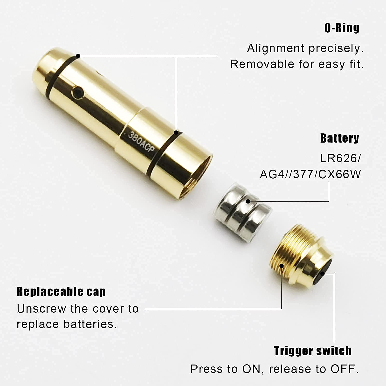 ARKSight Dry Fire Training Cartridge 380ACP and 45ACP Laser Training Cartridge Integrated Snap Cap, Red Laser Bullet