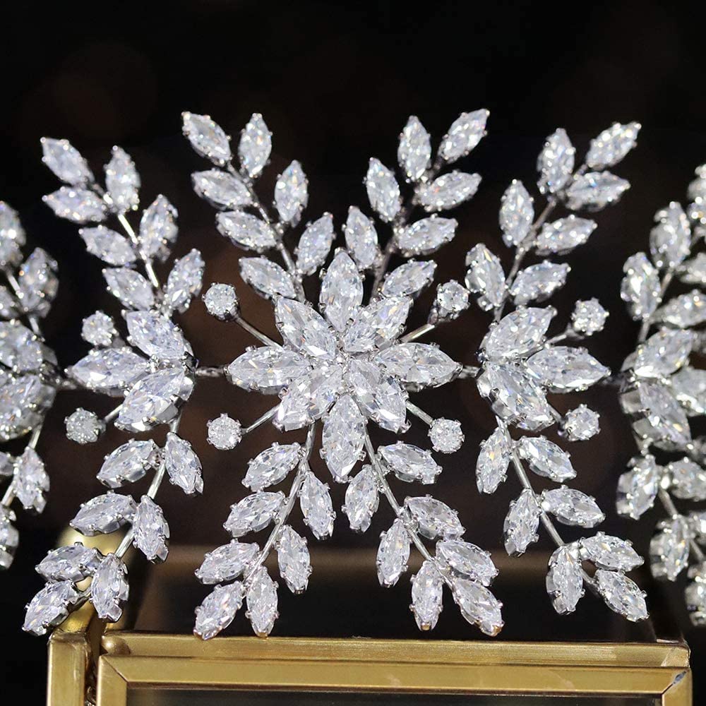 Aoligrace Cubic Zirconia Soft Wedding Headbands for Bride CZ Random Bend Hairbands Quinceanera Tiaras Pageant Gifts for Women