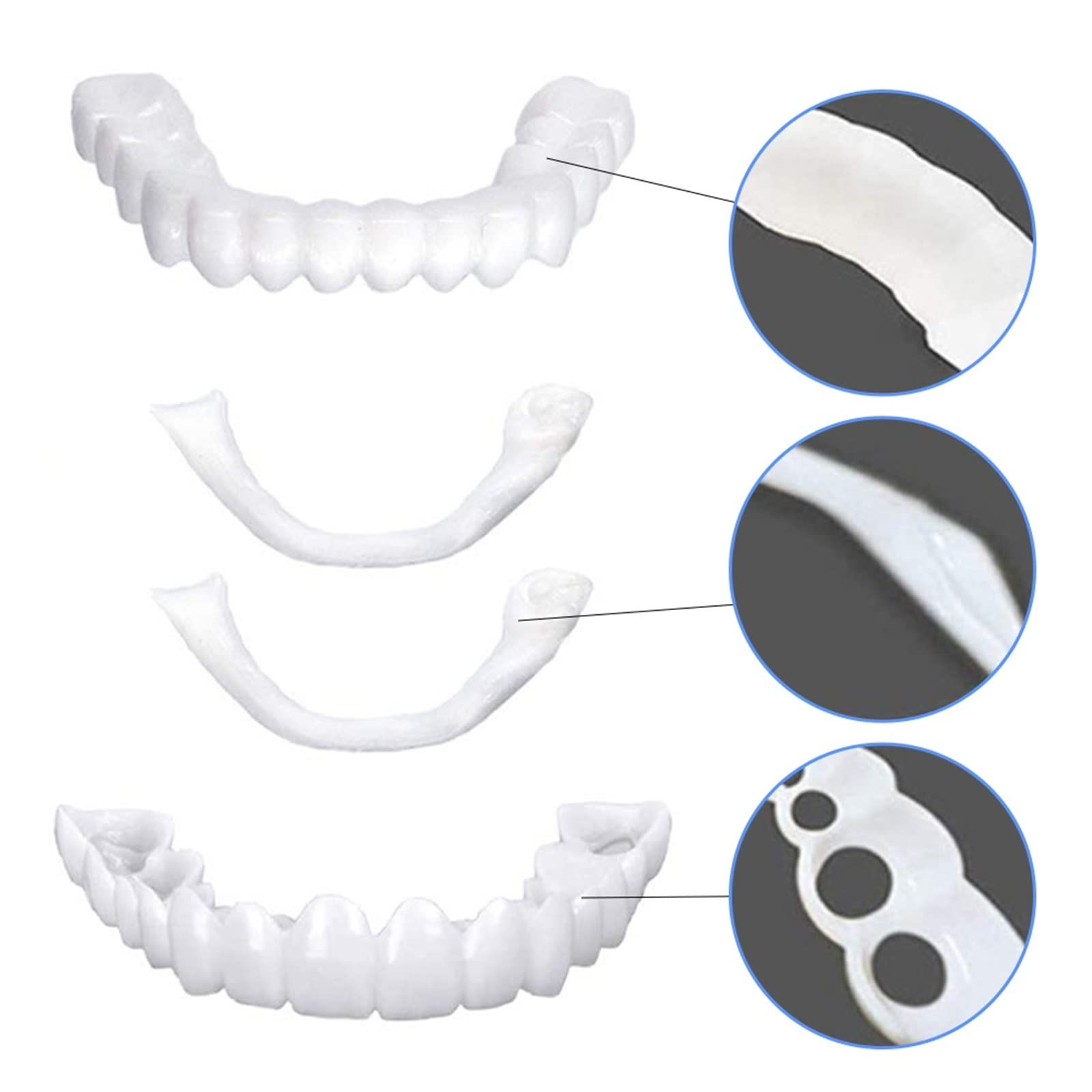 BEGUT 2 PCS Fake Teeth - for Women and Men, Dental Veneers for Temporary Tooth Repair Upper and Lower Jaw, Nature and Comfortable, Protect Your Teeth