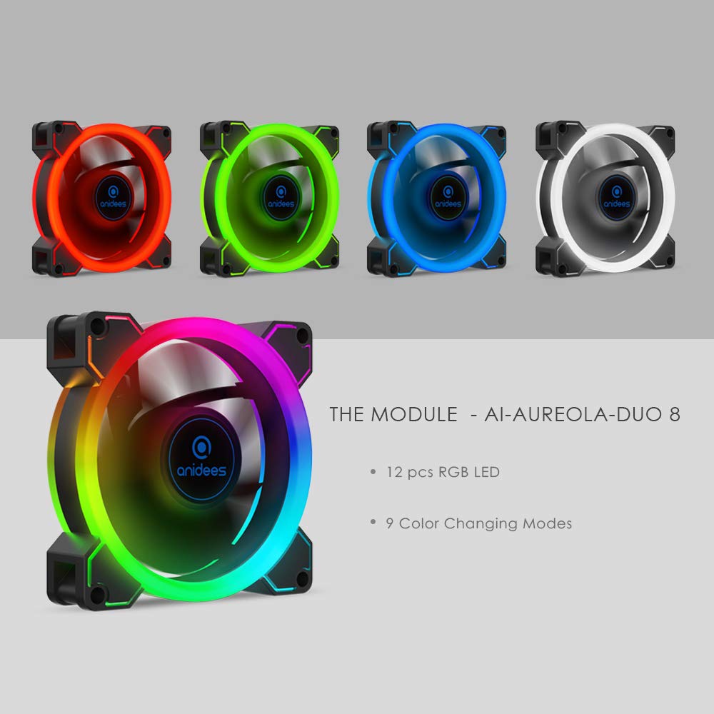 anidees Graphic Card Cooler 3 x 80mm PWM Fan, Support Aura SYNC/Mystic Sync/Aura RGB/RGB Fusion (5V 3 Pin Addressable headers ONLY) PCI Mount Bracket with Remote- AI-GP-CL