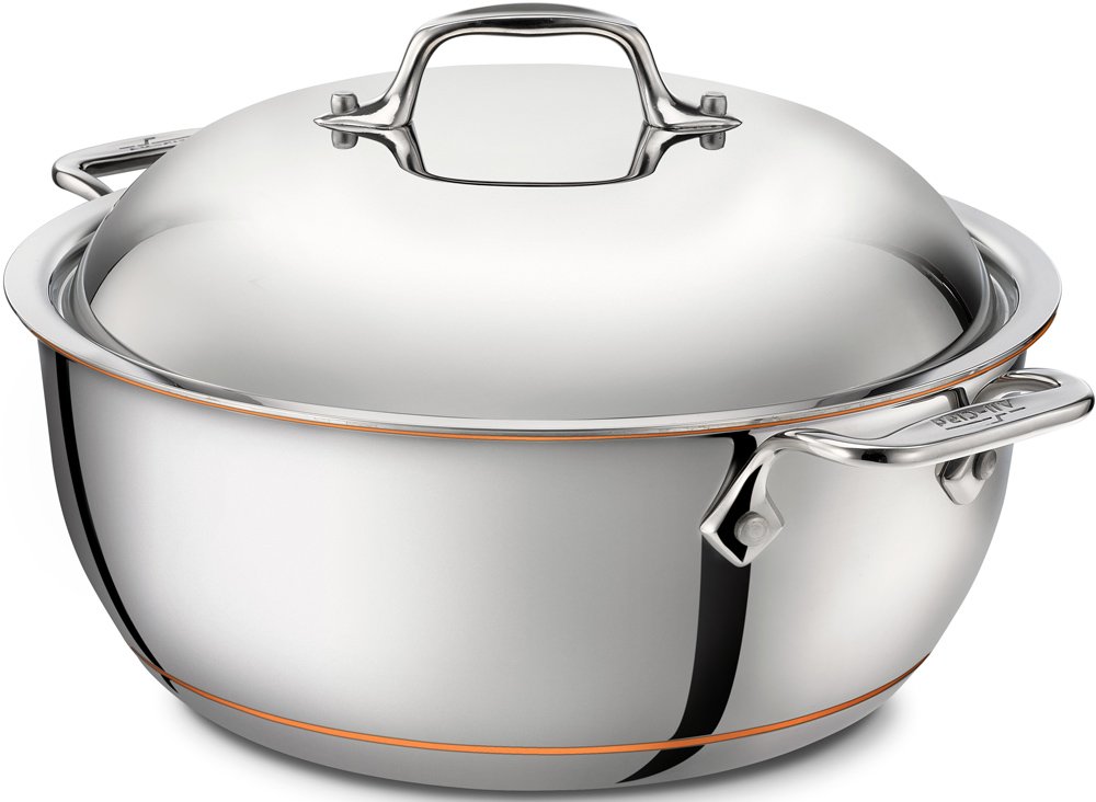 All-Clad 6500 SS Copper Core 5-Ply Bonded Dishwasher Safe Dutch Oven with Lid / Cookware, 5.5-Quart, Silver