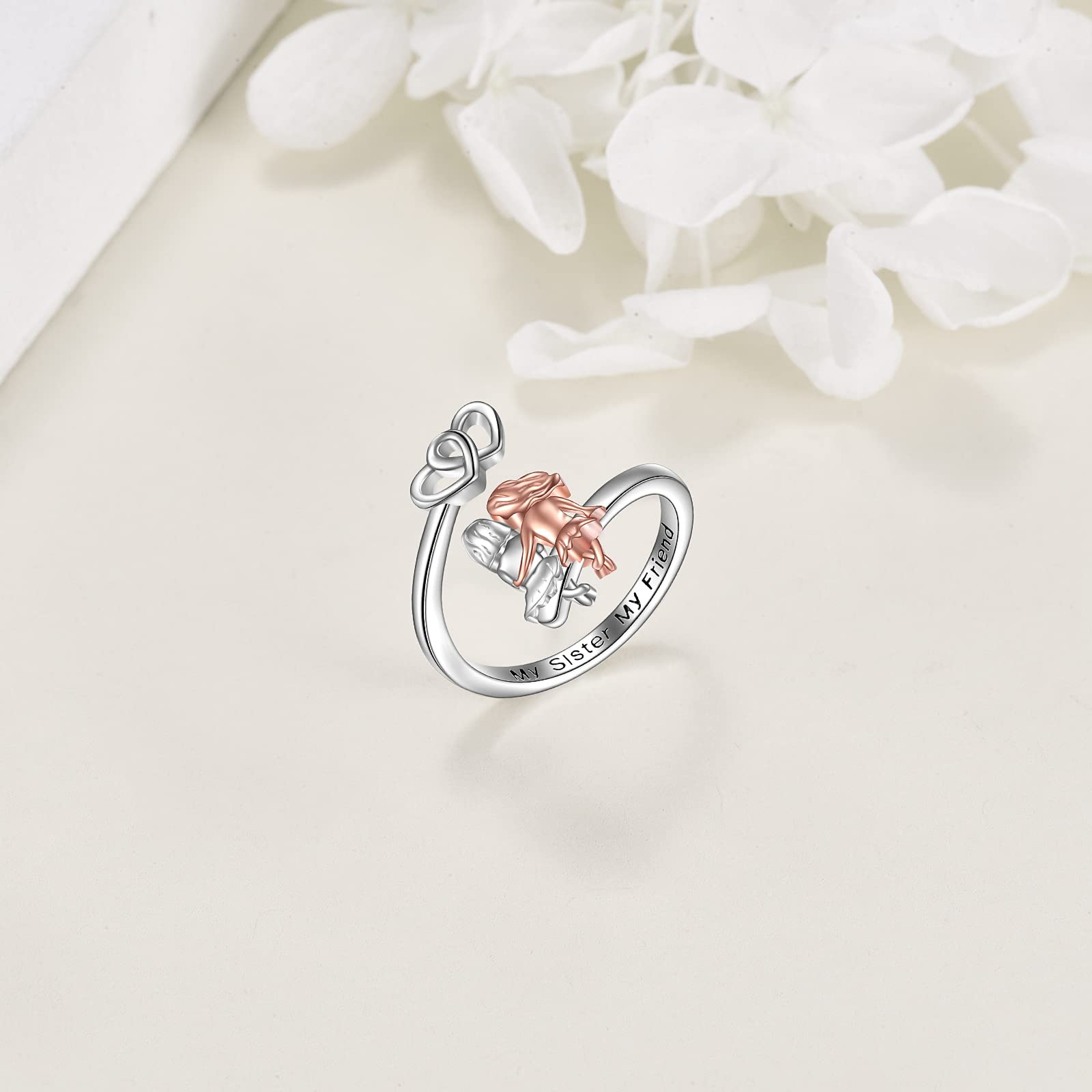 AXELUNA Women 925 Sterling Silver I Love You Ring Wedding Band Promise Rings for Her
