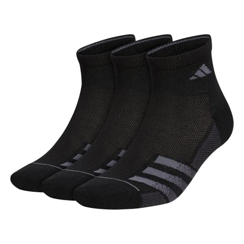 adidas Men's Superlite Stripe 3 Quarter Socks (3-Pair), Heather Dark Grey/Black/Night Grey, Large