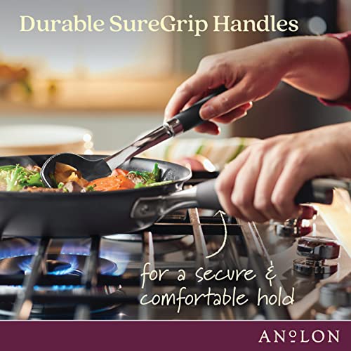 Anolon Advanced Hard-Anodized Nonstick Frying Pan with Helper Handle / Nonstick Skillet, 14 Inch, Gray