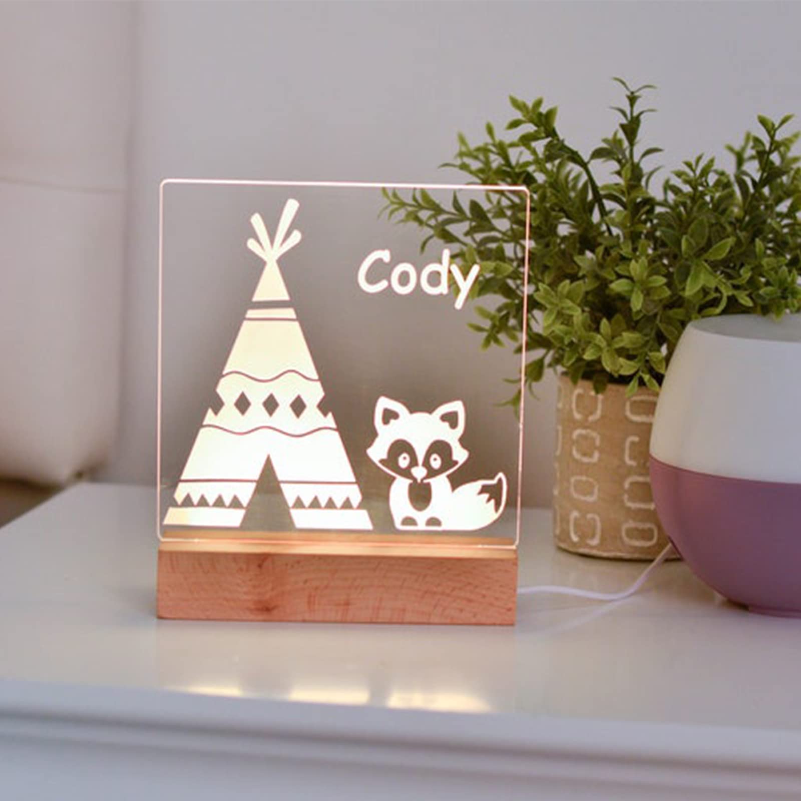 chopie Woodland Baby Fox, Personalized Night Light, Best Gift for Kids, Kids Bedroom Night Light, Child Night Light, Creative Kids Bedroom Bedside Lamp Decoration Best Gifts for Boys & Girls