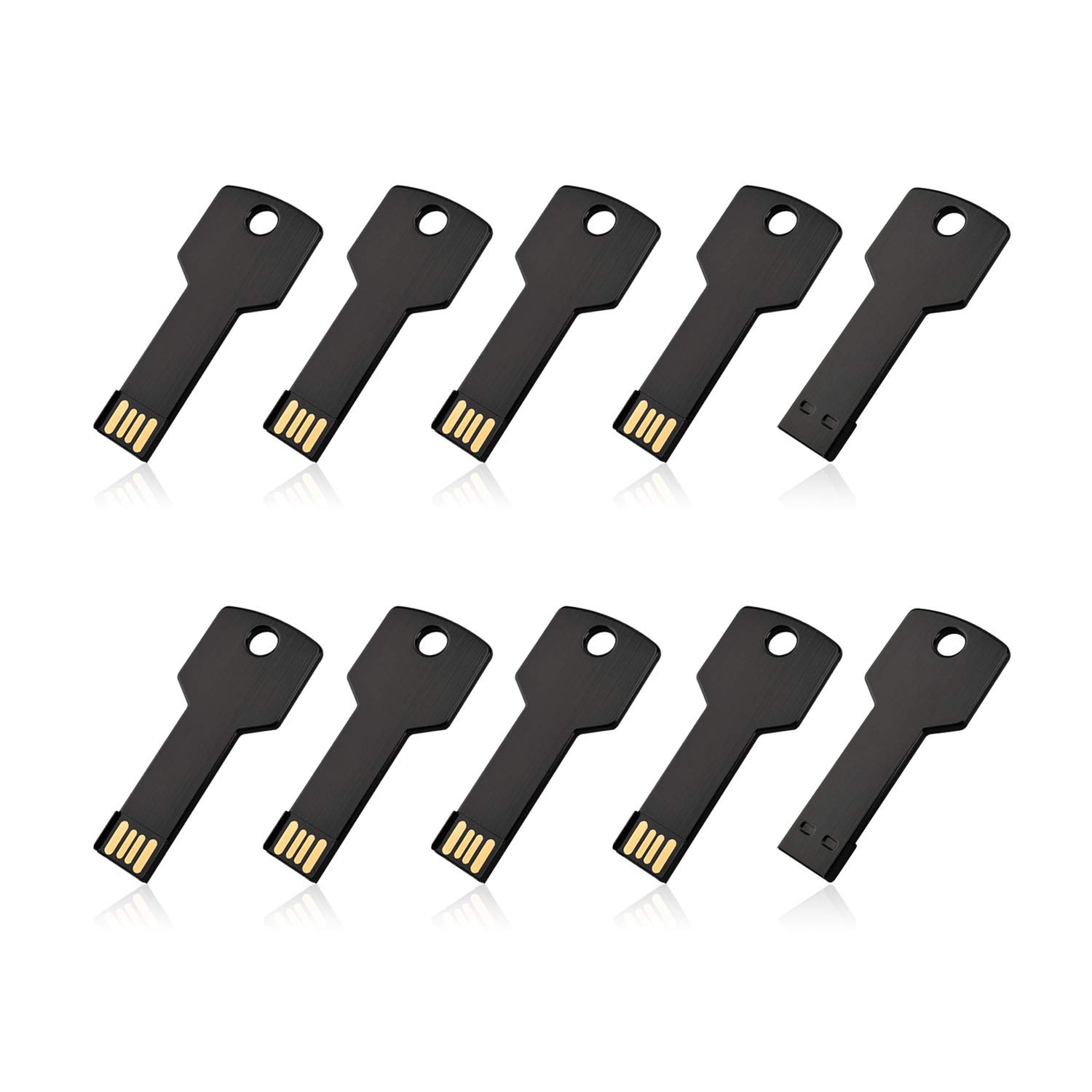 RAOYI 10 Pack 2GB USB Flash Drive USB 2.0 Metal Key Shape Memory Stick Thumb Drive Pen Drive-Black