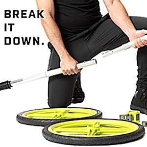 AXLE Home Gym Bundle Workout & Exercise Equipment, Olympic Barbell Weights Set, Two 5lbs Weight Plates, Resistance Band, Foot Anchors, & Tote Bag for Fitness & Strength Training for Men, Women & Youth