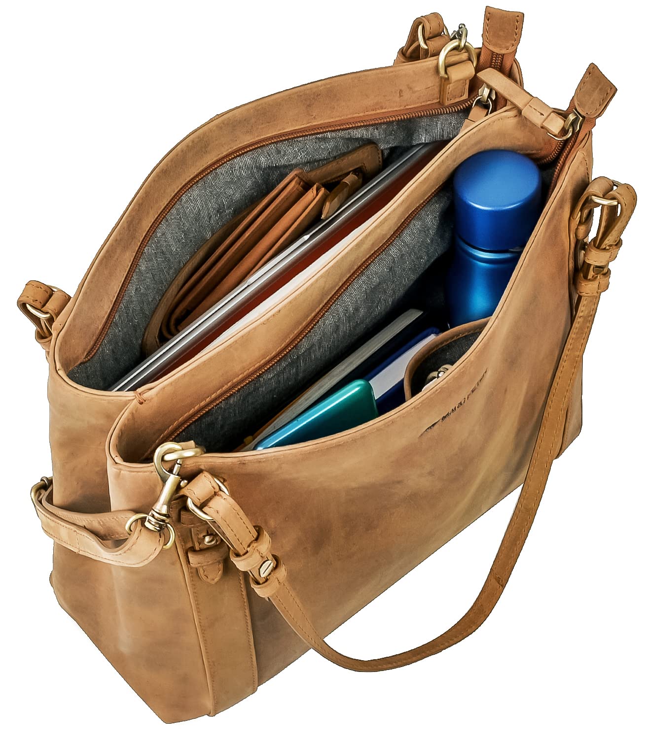 MARC PETER Hana Tan Hunter Leather Hobo Bag for Women | Top Handle Satchel | Women Fashion Shoulder Bag