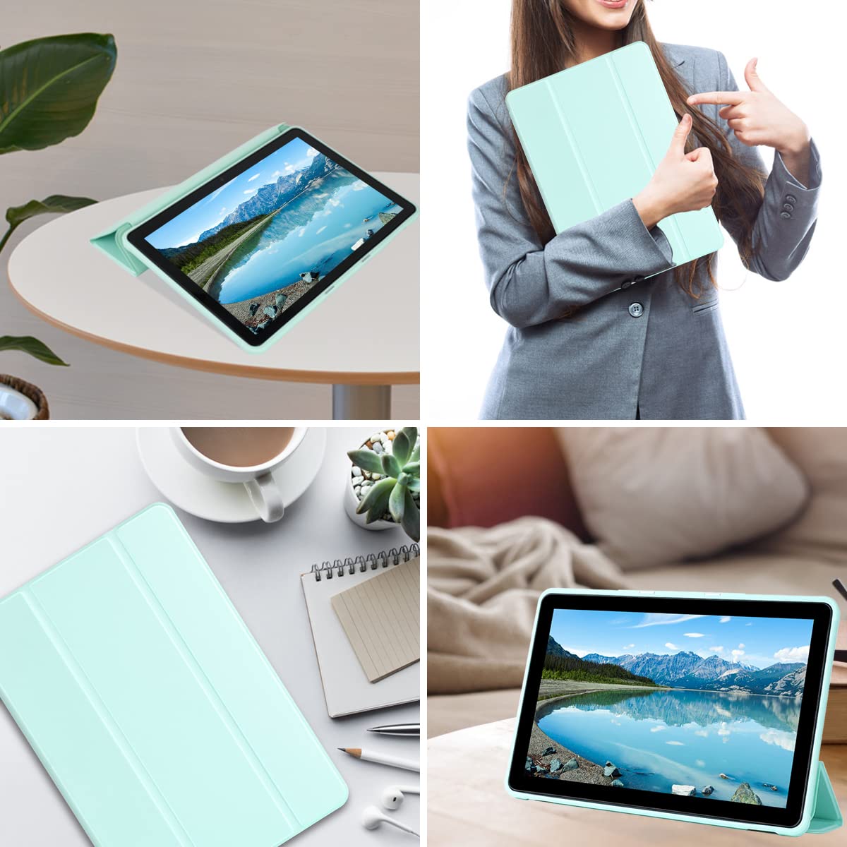 All-New Amazon Kindle Fire HD 10 Tablet Case & Fire HD 10 Plus Case(11th Generation, 2021 Release) 10.1" - PU Leather Trifold Stand Cover Ultra Lightweight Slim Shell Stand Cover Auto Wake/Sleep