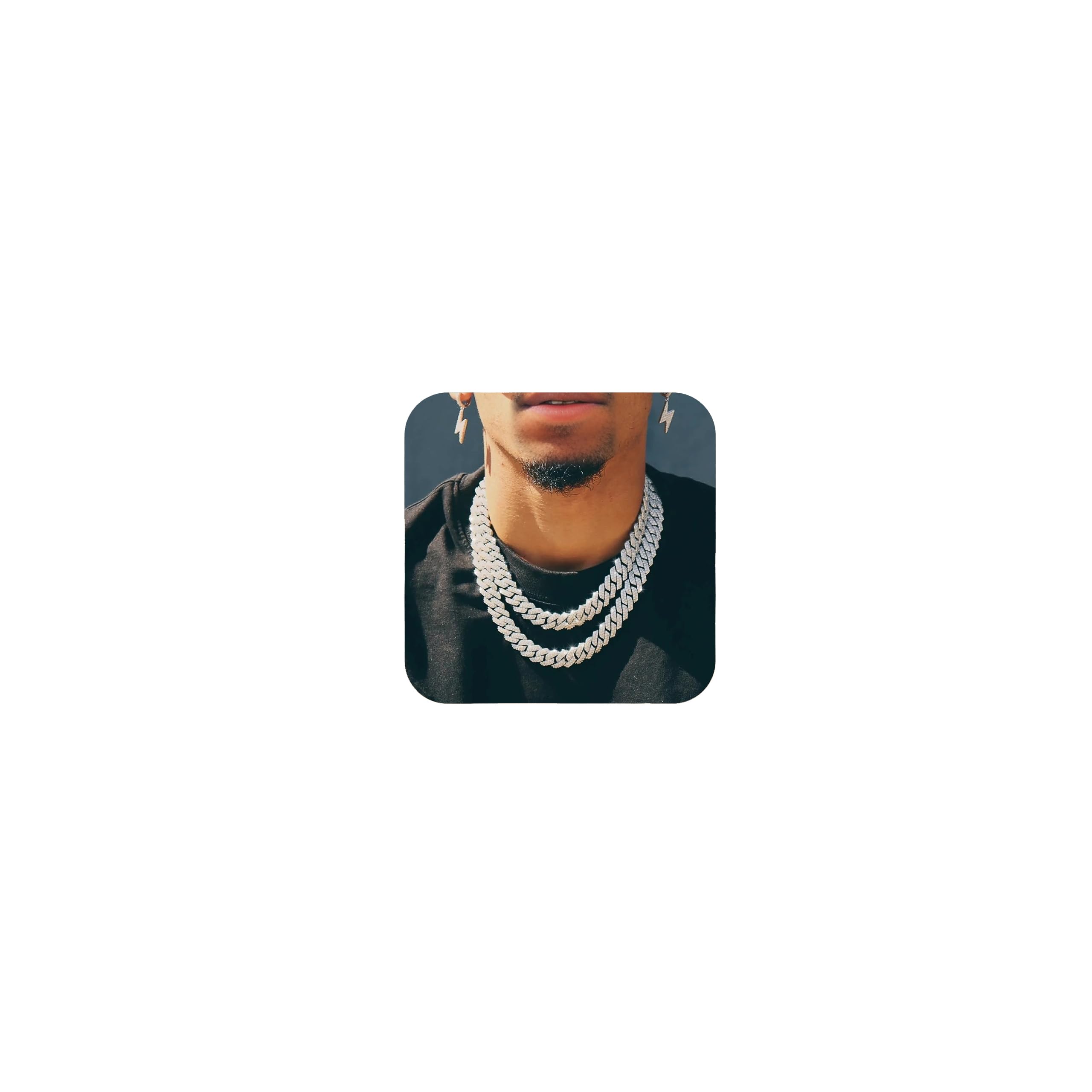APaztip Mens Cuban Link Chain Silver 20'' Necklace Iced Out Thick Chain For Women Bling Diamond Cut Cuban Link Chains For Men Hip Hop Jewelry
