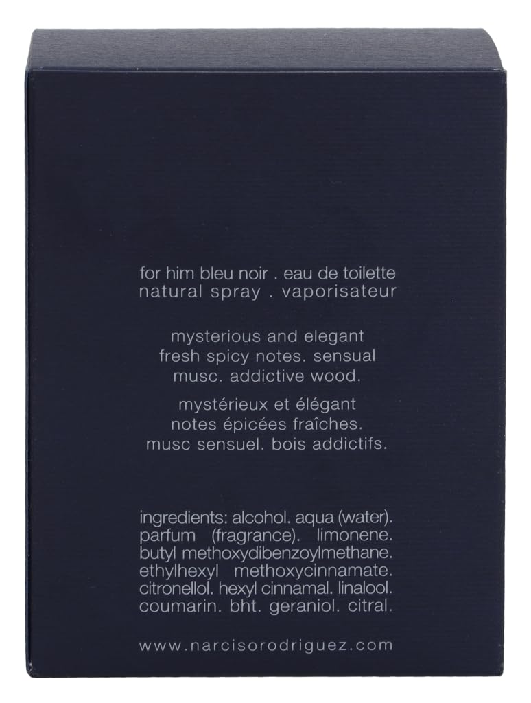 Narciso Rodriguez Bleu Noir for Men Eau de Toilette Spray, 1.6 Ounce