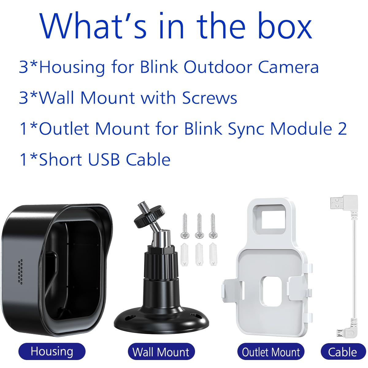 All-New Blink Outdoor 4 Camera Wall Mount, Weatherproof Protective Housing and 360° Adjustable Mount with Blink Sync Module 2 Mount for 4th 3rd Gen - Blink Camera Not Included (3 Pack, Black)