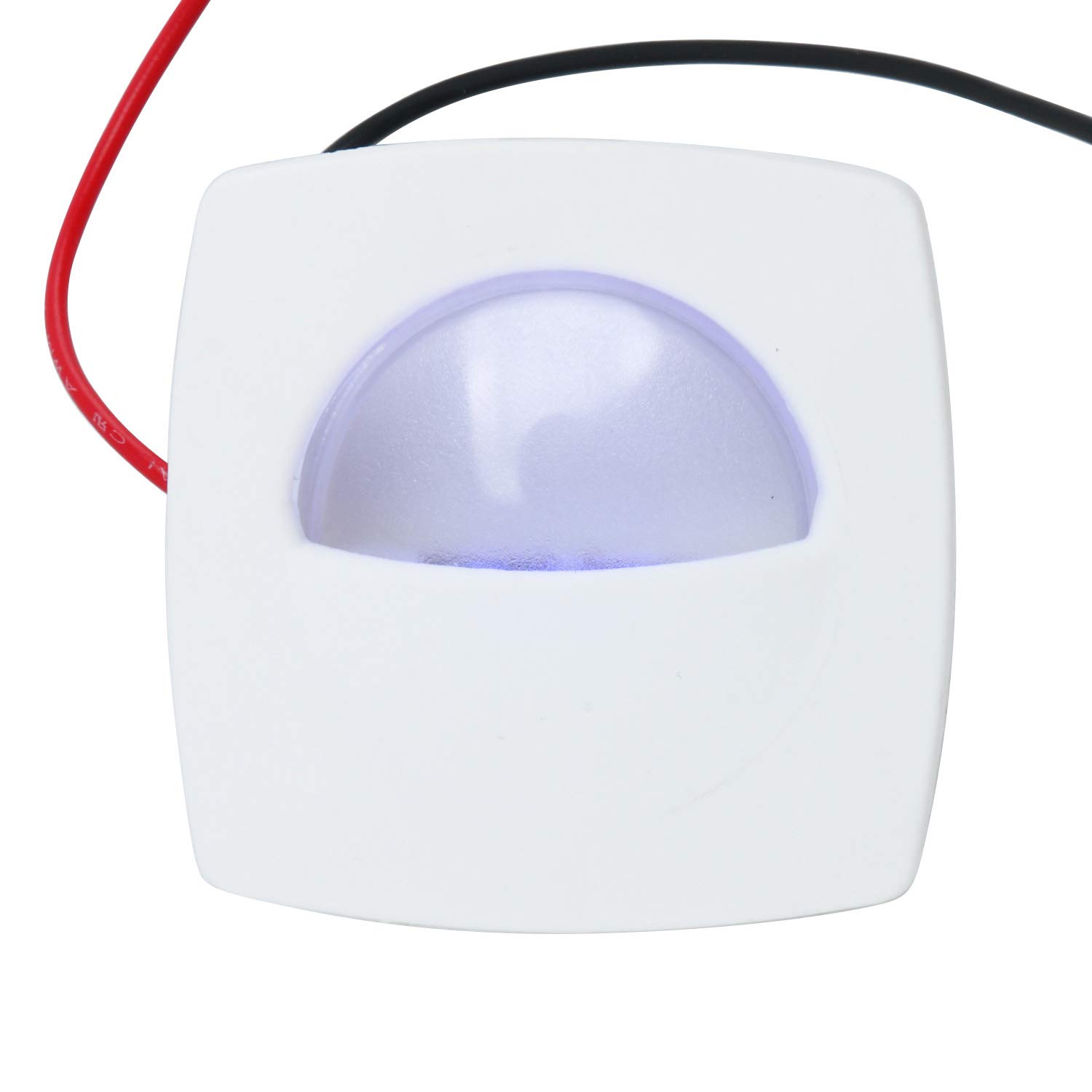 Amarine Made Boat Marine RV Auto 12 Volt LED Square Courtesy Floor Light Companion Way Blue 12v Light -Bezel Color: White (2 PCS)