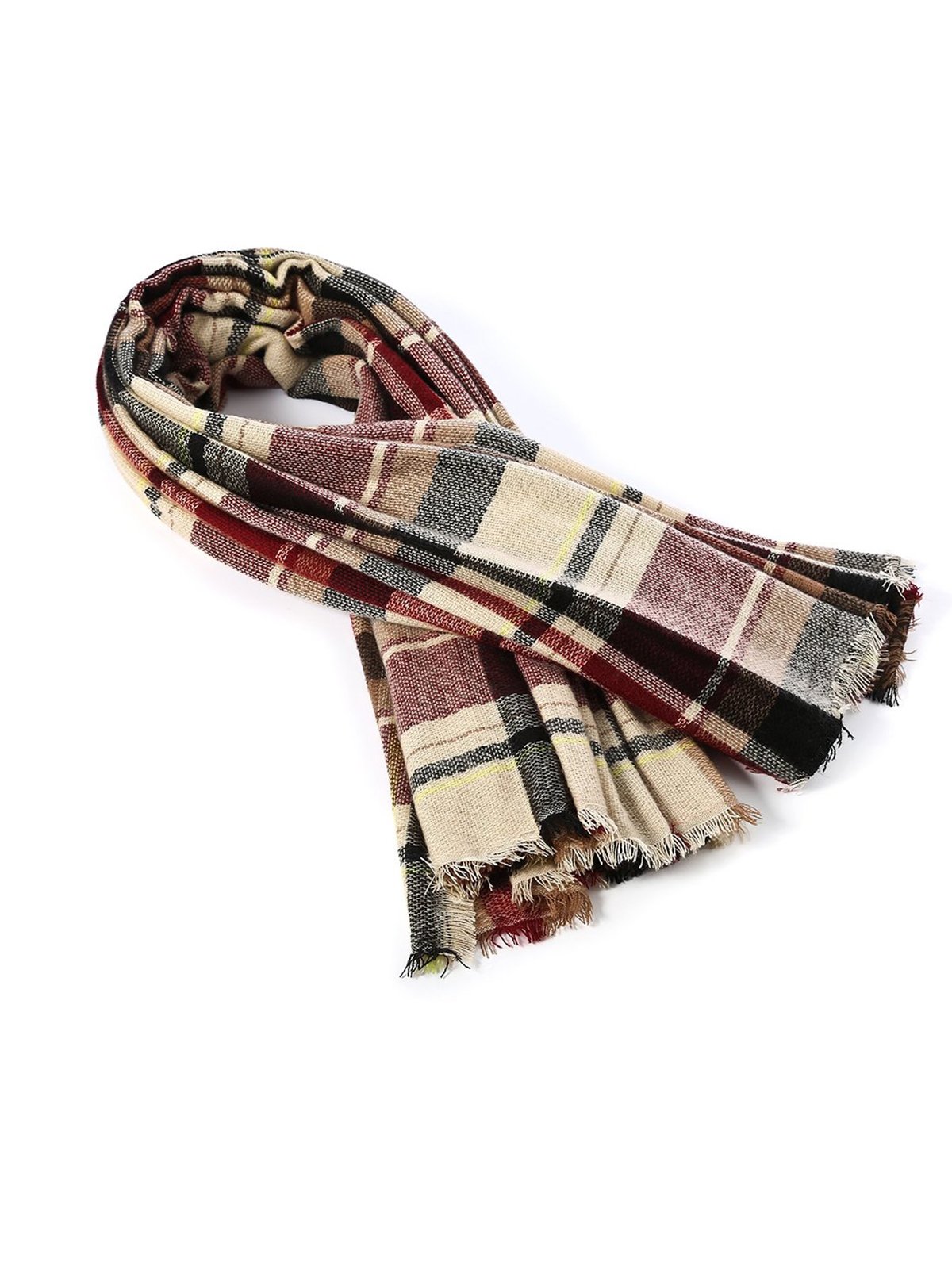 American Trends Women's Fall Winter Scarf Classic Tassel Plaid Scarf Warm Soft Chunky Large Blanket Wrap Shawl Scarves Pink Scarf