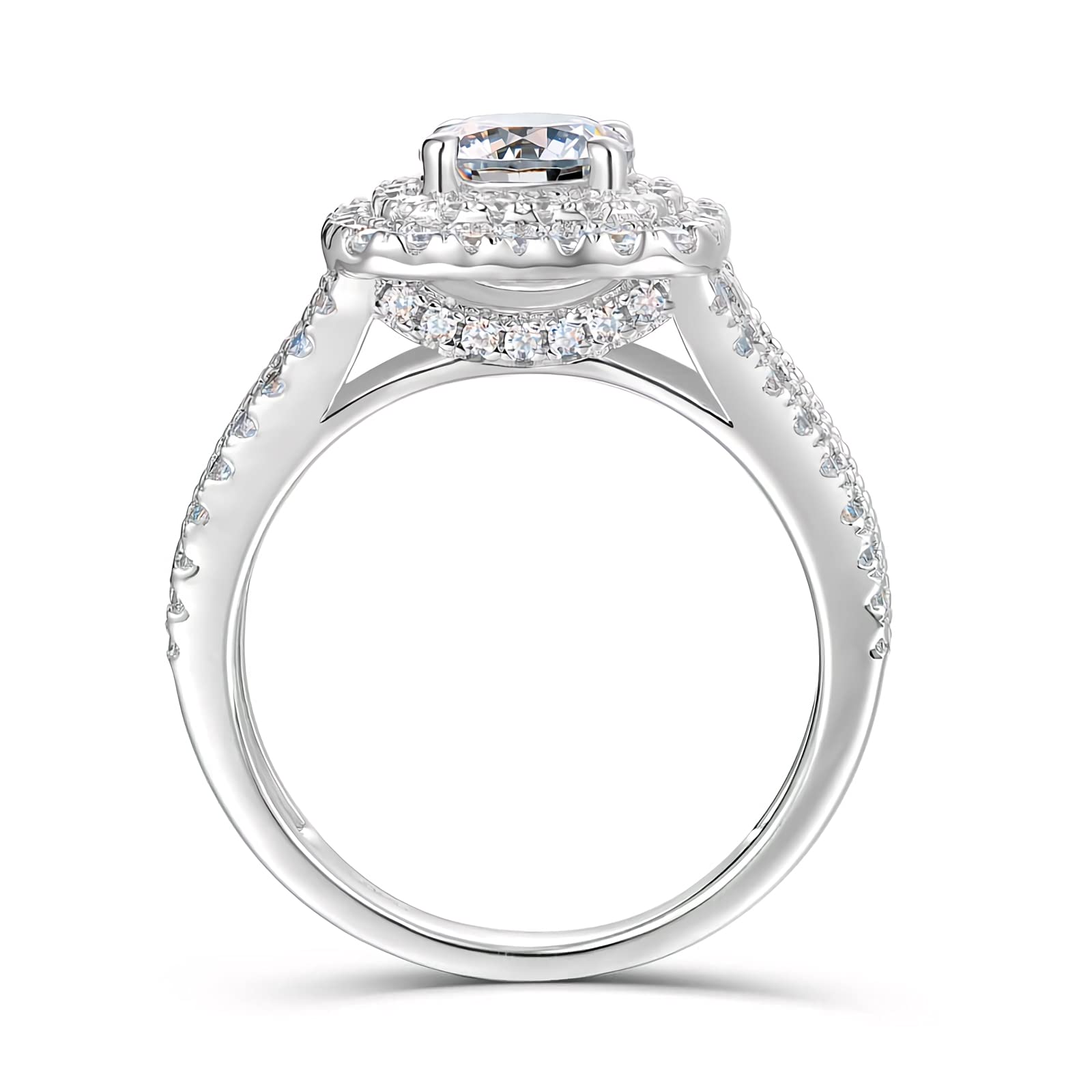 Ayafee 925 Sterling Silver 2CT Moissanite Engagement Rings for Women, Platinum Plated Silver Women's Engagement Ring for Wedding, Anniversary - Size 6