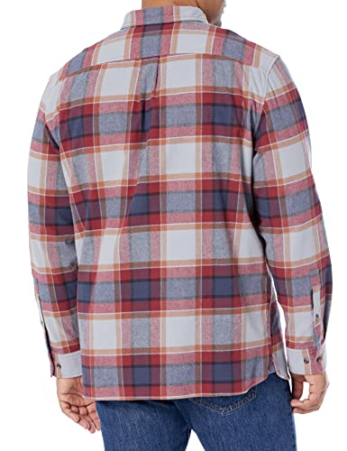 Amazon Aware Men's Regular-Fit Long-Sleeve Flannel Shirt, Grey Red Plaid, X-Large