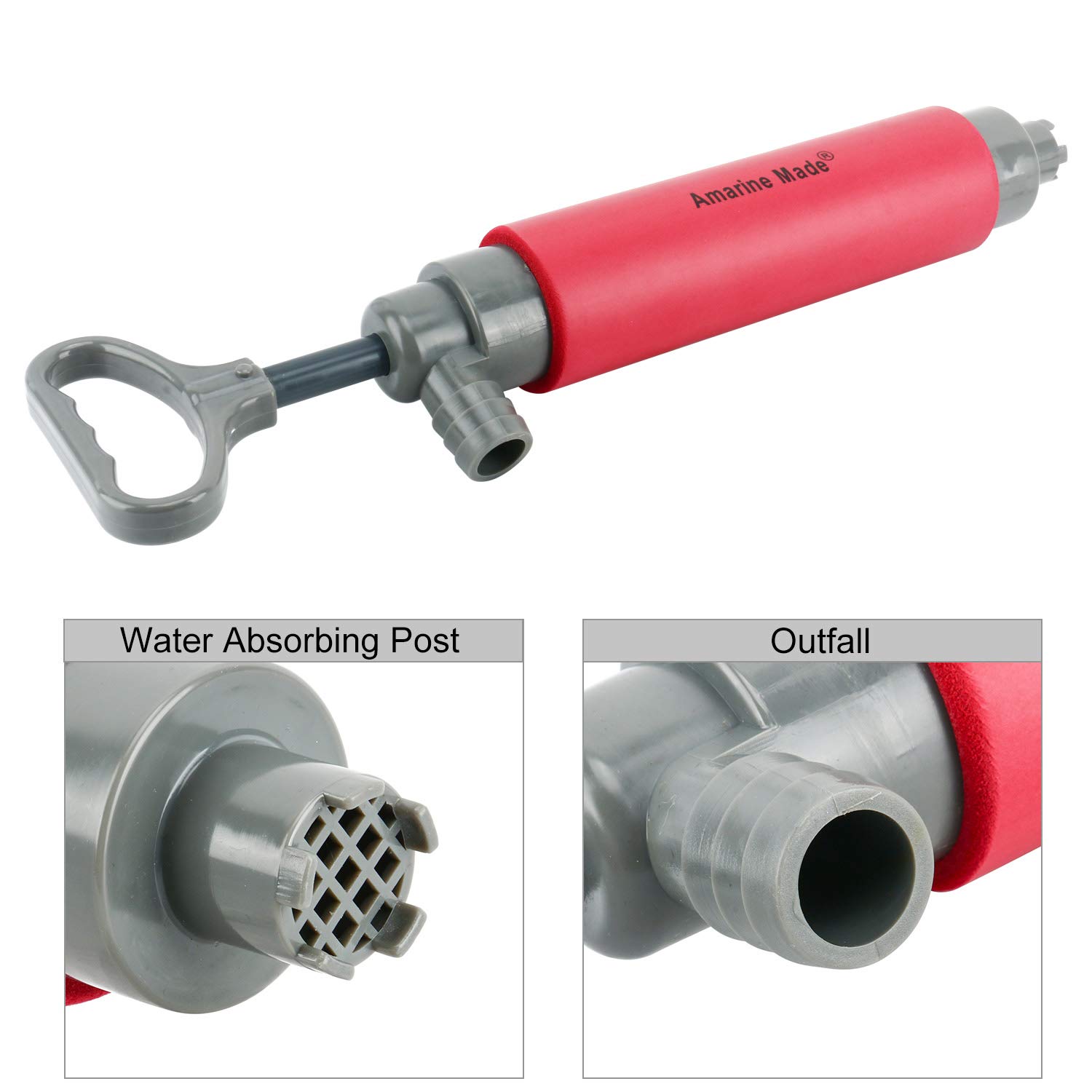 Amarine-made Kayak Bilge Pump Hand Pump Floating Hand Bilge Pump for Kayak Rescue (A)