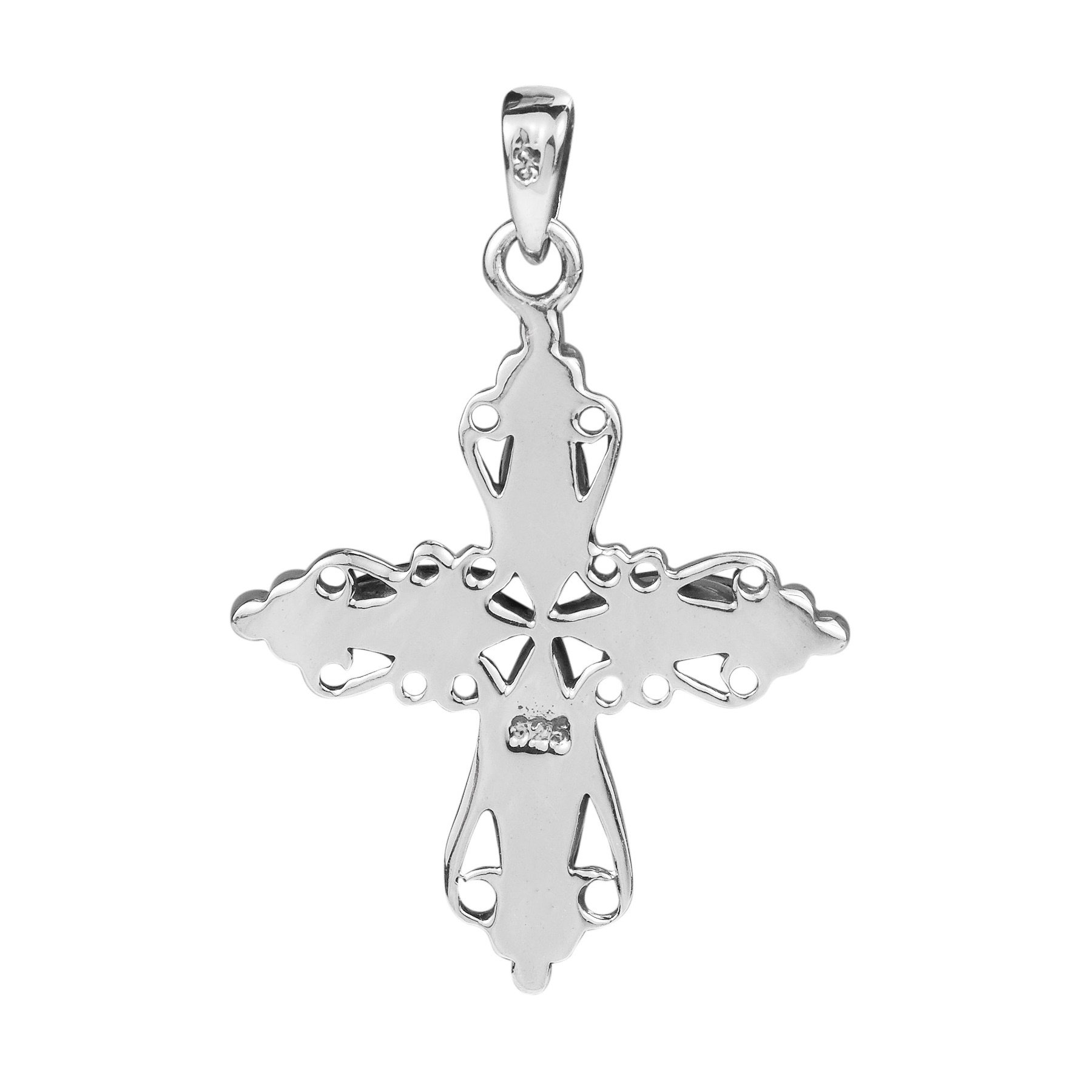 AeraVida Pretty Abalone Shell Cross Filigree .925 Sterling Silver Pendant
