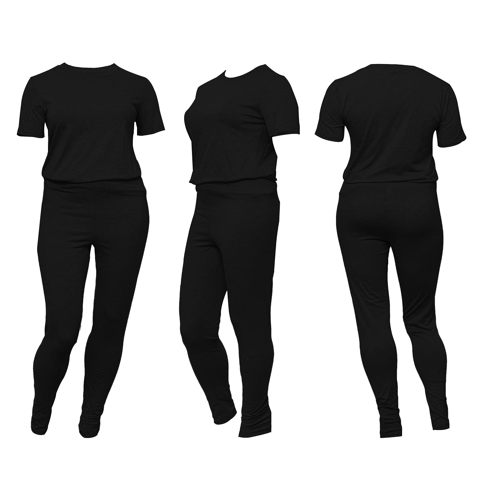 AOMONI Women Two Piece Outfits Tracksuit Summer Plus Size Top Pant Set Casual Short Sleeve T-shirt Black 3X-Large