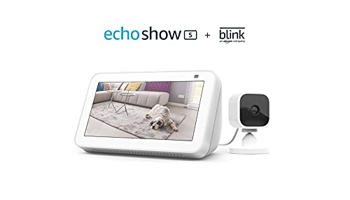 All-new Echo Show 5 (2nd Gen, 2021 release) - Glacier White bundle with Blink Mini