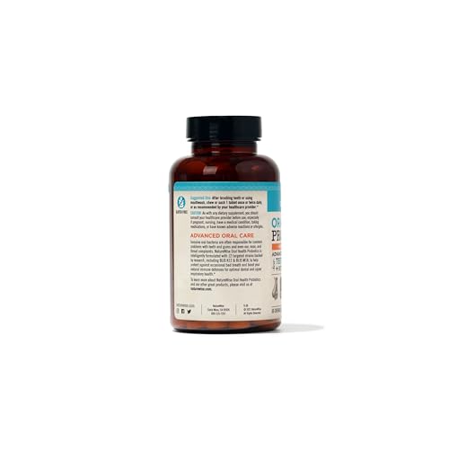 NatureWise Oral Probiotics for Teeth & Gums & Fresh Breath* - Chewable Sugar-Free Mint Tablet - Dental Support for Kids & Adults w/ BLIS K12 & M18 - Non-GMO - 50 Count[50-Day Supply]
