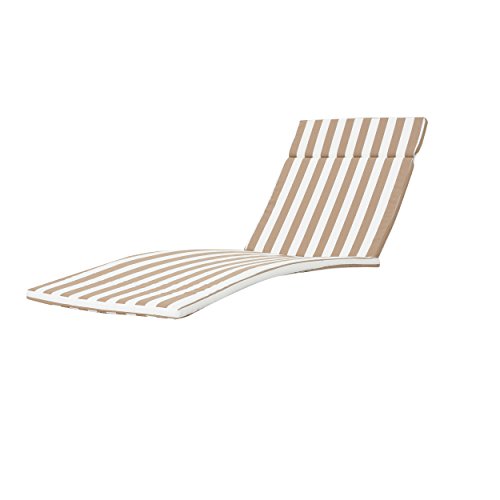 Christopher Knight Home Salem Outdoor Water Resistant Chaise Lounge Cushions, 2-Pcs Set, Brown / White Stripe