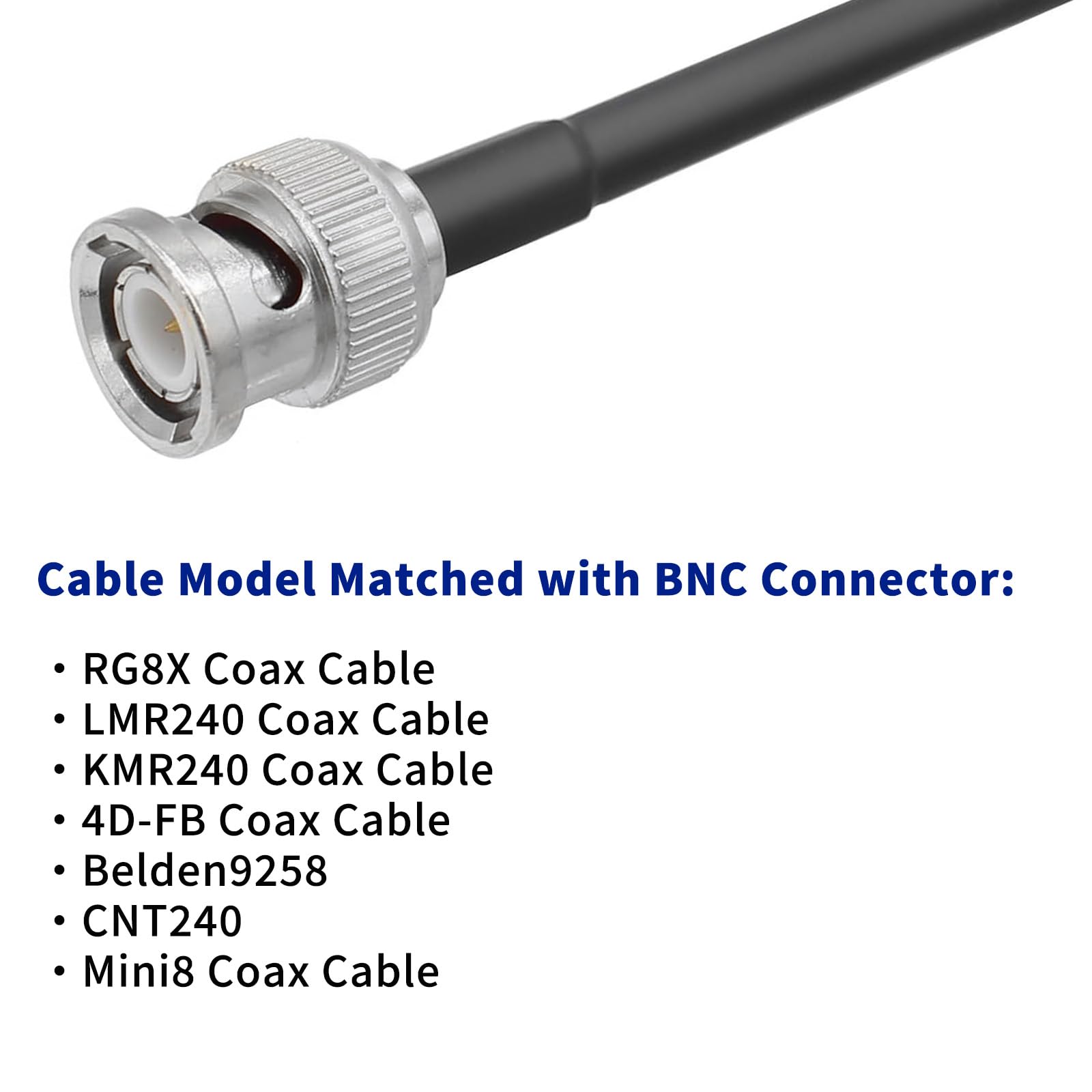 eifagur BNC Male Q9 Plug Crimp for RG8X RG-8X Mini-RG8 LMR240 50 Ohm Coax Cable Straight RF Coaxial Adapter Connector (Pack of 10)