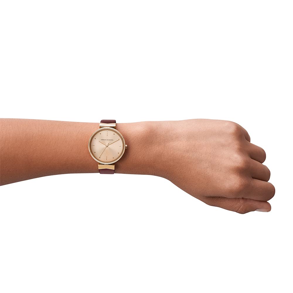 AX ARMANI EXCHANGE Women's Stainless Steel Quartz Watch with Leather Strap, Red, 16 (Model: AX5913)