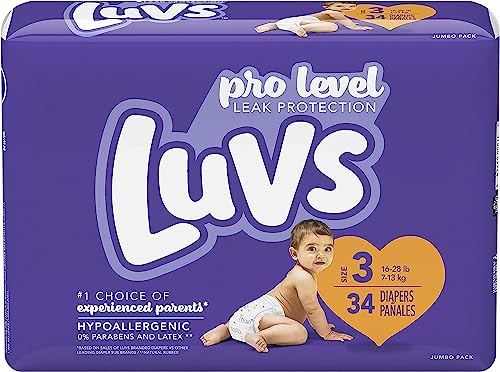 Luvs Size 3 Baby Diapers, Platinum Protection Bluey Diapers for Day & Night, Size 3, 34 Count (Packaging May Vary)