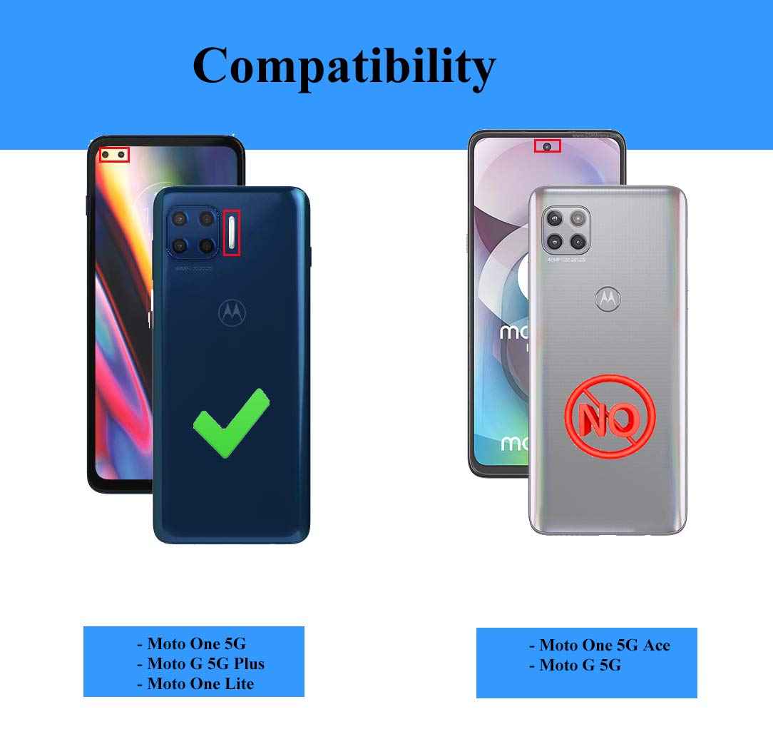 Androgate Compatible with Moto One 5G Case, Motorola One 5G UW Case, with Tempered Glass Screen Protectors, Military-Grade Metal Ring Kickstand 19ft Drop Tested Shockproof Cover Case, Purple