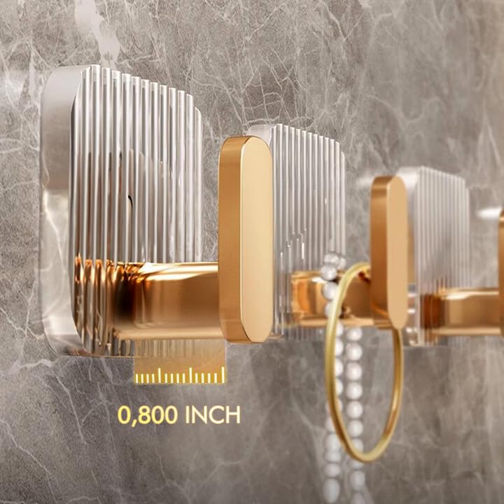 Generic Self Adhesive Gold Acrylic Hook Waterproof Heavy Duty Wall Bathroom Shower Kitchen RV Holder Hooks Self-Adhesive Non-Punching L Shape Wall Mounted Cabinet Hangers 4 Pack