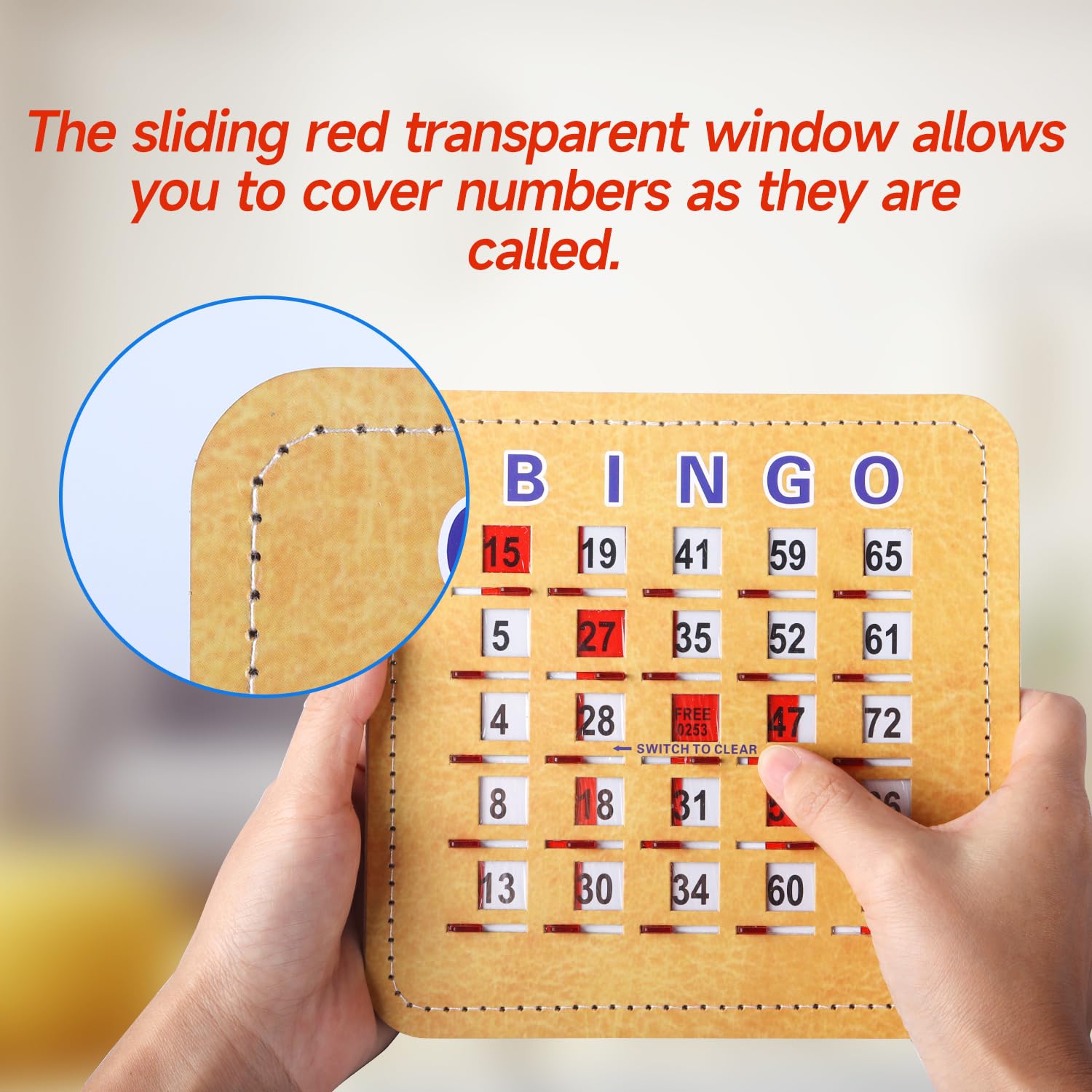 GSE Games & Sports Expert 5Ply Stitched Shutter Bingo Cards, Finger-Tip Shutter Slide Bingo Cards, Easy-Read Large Print Bingo Cardboard with Sliding Windows (25-Pack)