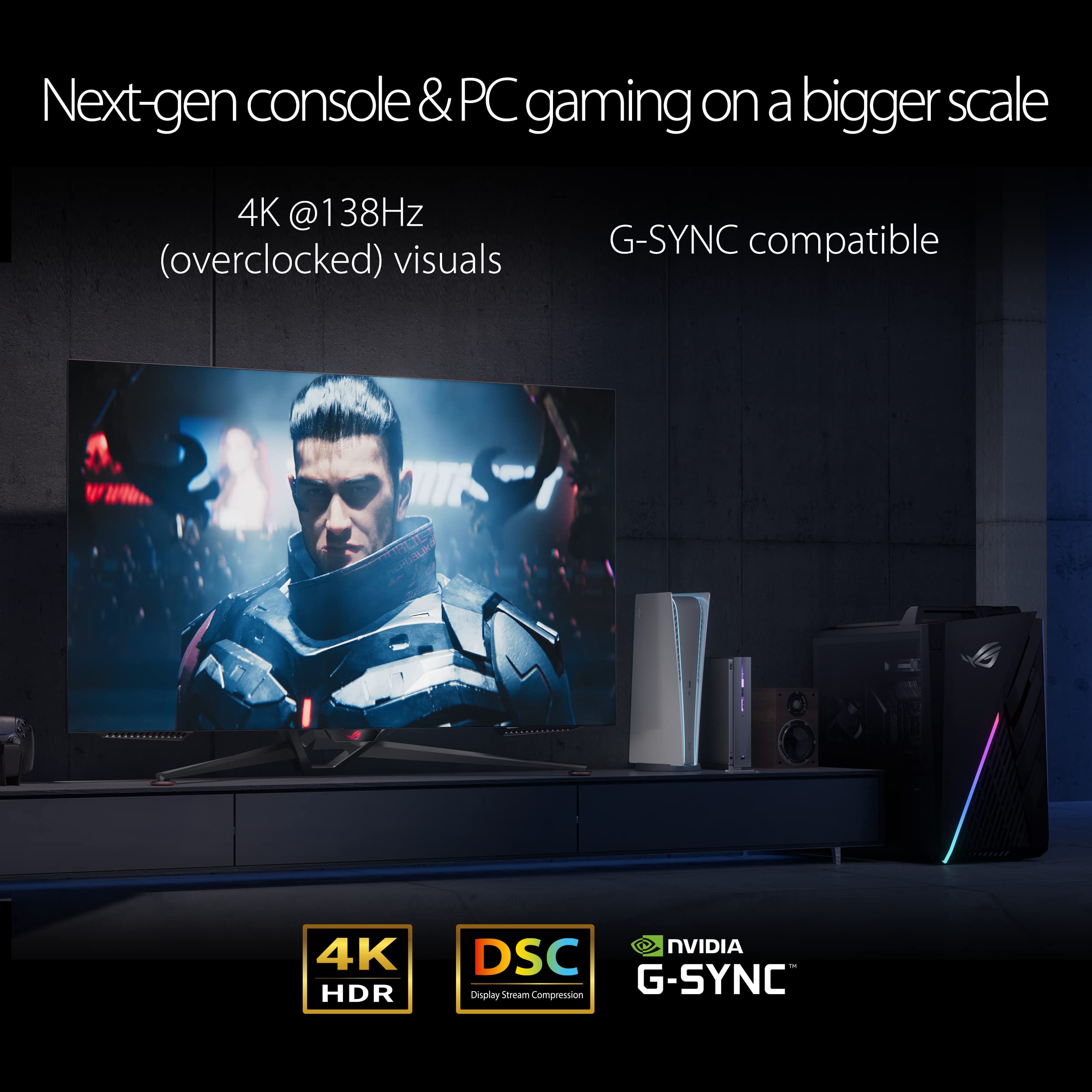 ASUS ROG Swift 47.5” 4K OLED Gaming Monitor (PG48UQ)- UHD (3840 x 2160), 138Hz, 0.1ms, HDMI 2.1, True 10 bit (Renewed)