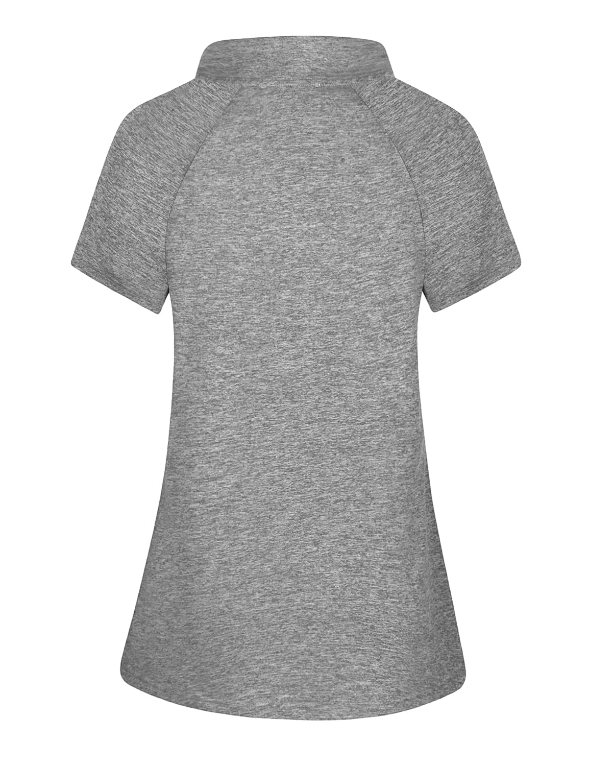 AxByCzD Zip Shirts for Women Short Sleeve Active Exercise Tunics Boutique V Neck Workout Gym Yoga Golf Tops Grey XX-Large